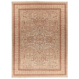 Nain Trading Orientteppich Indo Täbriz Royal 299x401 Handgeknüpfter Orientteppich, rechteckig, Höhe: 12 mm, beige|rot