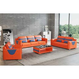 JVmoebel Wohnzimmer-Set Sofagarnitur Luxus Komplette Couchgarnitur Kunstleder Sofa 321