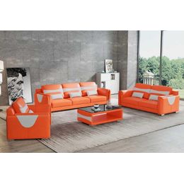 JVmoebel Wohnzimmer-Set Sofagarnitur Luxus Komplette Couchgarnitur Kunstleder Sofa 321