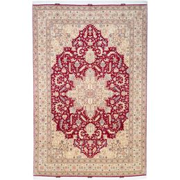 Nain Trading Orientteppich Täbriz 50Raj 199x301 Handgeknüpfter Orientteppich / Perserteppich, rechteckig, Höhe: 7 mm, beige|rot