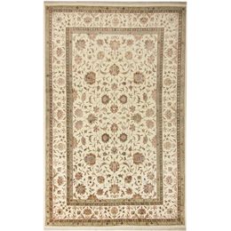 Nain Trading Orientteppich Indo Täbriz 193x306 Handgeknüpfter Orientteppich, rechteckig, Höhe: 12 mm, beige