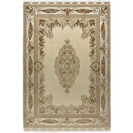 Nain Trading Orientteppich Indo Täbriz 207x306 Handgeknüpfter Orientteppich, rechteckig, Höhe: 12 mm, beige|braun
