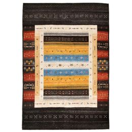 Nain Trading Orientteppich Gabbeh Loribaft 143x212 Handgeknüpfter Moderner Orientteppich, rechteckig, Höhe: 10 mm, schwarz