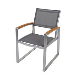 Garden Pleasure Harms Stuhl mit Armlehnen AVA, 2er-Set, Sitzfläche und Rückenlehne aus grauem Holzimitat