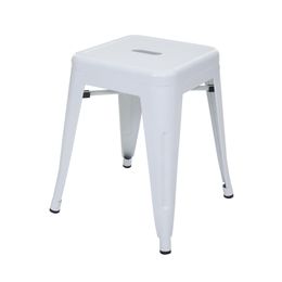 Hocker MCW-A73, Metallhocker Sitzhocker, Metall Industriedesign stapelbar ~ wei&szlig;