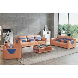 JVmoebel Wohnzimmer-Set Sofagarnitur Luxus Komplette Couchgarnitur Kunstleder Sofa 321