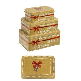 Rungassi Keksdose Weihnachts-Keksdosen Plätzchendosen 3er Set rechteckig Farbe: gold