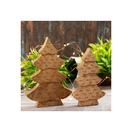 Casamia Dekofigur Dekofigur Baum 2er Set Holzfigur H23/20cm Weihnachtsdeko Mangoholz