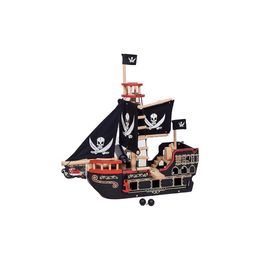 LeNoSa Spielzeug-Schiff Spielwelt Pirat • Barbarossa Piratenschiff • Holzspielzeug für Kinder