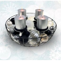 Bada Bing Adventskranz Metall Draht Adventskorb in schwarz Kerzenhalter zum dekorieren