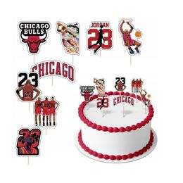 Festivalartikel Tortenstecker Chicago Bulls Topper Set 8 Stk Geburstag Torten Deko Kuchen Junge