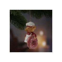 MARELIDA Christbaumschmuck Weihnachtsbaumschmuck Maus mit Donut Bäckerei Polyresin H: 8
