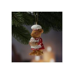 MARELIDA Christbaumschmuck Weihnachtsbaumschmuck Maus mit Törtchen Bäckerei Polyresin H: 8