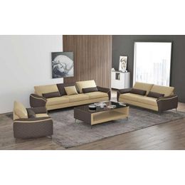 JVmoebel Wohnzimmer-Set Sofagarnitur Couchgarnitur Ledersofa Sofa Komplette Wohnzimmer