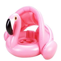 GelldG Schwimmring Flamingo Baby Schwimmring mit Sonnenschutz