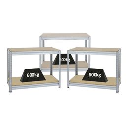 Proregal® Werkbank MegaDeal 3x Höhenverstellbare Werkbank DINO HxBxT 90x120x60cm Verzinkt