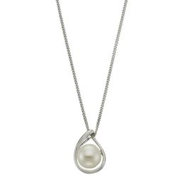 Zeeme Pearls Anhänger mit Kette 925/- Sterling Silber Perle weiß 45cm Glänzend