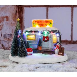 Spetebo Led Weihnachtsstadt Szene 'Baumverkauf' - 25 cm - mit 10 bunten led beleuchtet