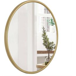 WOLTU Spiegel rund mit Goldrahmen, runder Wandspiegel φ 60 cm, moderner Hängespiegel für Badezimmer Schlafzimmer Wohnzimmer Flur, dekorativer