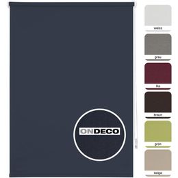 ONDECO - Tageslichtrollo ohne Bohren, Klemmfix Sichtschutzrollo Seitenzugrollo Klemmrollo, lichtdurchlässig und Blickdicht - Dark-Blue - 120x160 cm