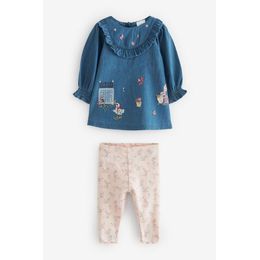 next Shirt & Leggings 2-teiliges Baby-Set mit Jeans-Oberteil + Leggings (2-tlg)