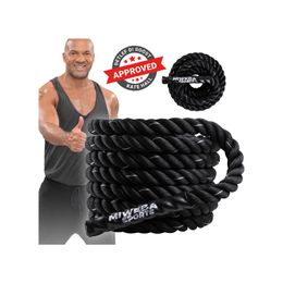 miweba Sports Battle Rope BR100, 9 oder 12 m langes Trainingsseil, 3-Strang Twisted-Design, Ø 4 cm (9,0 m)