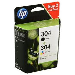 2 HP Tinten 3JB05AE 304 schwarz+color