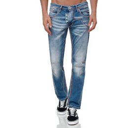 Rusty Neal Straight-Jeans RUBEN 46 mit auffälligen Ziernähten, blau