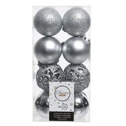 Decoris season decorations Christbaumschmuck Decoris Weihnachtskugeln 12 Stück 6 cm Silber