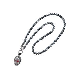 Aaron Bane Perlenkette RED SKULL Halskette mit Federring Verschluss für Damen/Herren (1-tlg)