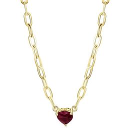 Firetti Kette mit Anhänger Schmuck Geschenk Silber 925 Halsschmuck Halskette Ankerkette Herz, mit Rubin, gelb|goldfarben|rot