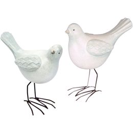 I.GE.A. Weihnachtsfigur Vogel aus Terrakotta mit Glitzer, 2er Set, weiß, Höhe ca. 18 cm (Set, 2 St), Weihnachtsdeko, Tierfigur, weiß