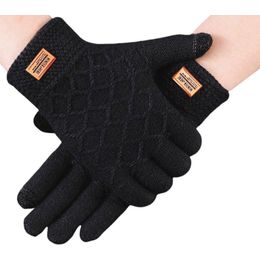Lycille Strickhandschuhe elegante und warme Männer-Handschuhe mit Muster innen gefüttert (1 Paar) sportliches und elegantes Design