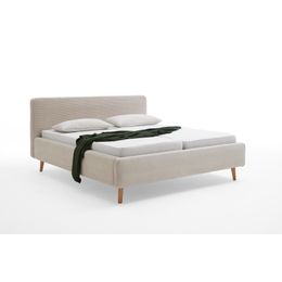 Meise Möbel Meise Möbel Mattis Polsterbett mit Bettkasten Holzfuß Kopfteil glatt 180x200 cm Beige Holz
