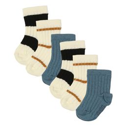 Ewers - Socken RIPPE & RINGEL 6er-Pack in indigo/beige, Gr.27-30