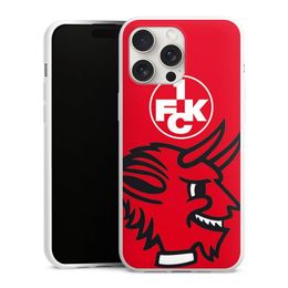 DeinDesign iPhone 15 Pro Max Handy Silikon H&uuml;lle Case wei&szlig; Handyh&uuml;lle Devil 1. Fc Kaiserslautern 1. Fck Silikon Case