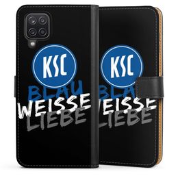 DeinDesign Galaxy A12 Handy Klapph&uuml;lle Handyh&uuml;lle aus Kunst Leder schwarz Flip Case Ksc Karlsruher Sc Official Licensed Product Sideflip mit langer Lasche
