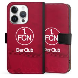 DeinDesign iPhone 14 Pro Handy Klapph&uuml;lle Handyh&uuml;lle aus Kunst Leder schwarz Flip Case Official Licensed Product 1. Fc N&uuml;rnberg Bundesliga Sideflip mit langer 