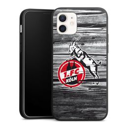 DeinDesign iPhone 12 Handy Premium Silikon H&uuml;lle Handyh&uuml;lle schwarz Case 1. Fc K&ouml;ln Wooden Look Official Licensed Product Silikon Premium Case