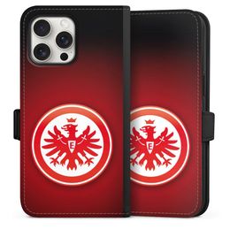 DeinDesign iPhone 15 Pro Max Handy Klapph&uuml;lle Handyh&uuml;lle aus Kunst Leder schwarz Flip Case Official Licensed Product Coat Of Arms Eintracht Frankfurt Sideflip 