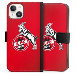 DeinDesign iPhone 14 Handy Klapph&uuml;lle Handyh&uuml;lle aus Kunst Leder schwarz Flip Case 1. Fc K&ouml;ln Effzeh Official Licensed Product Sideflip mit Lasche