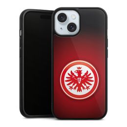 DeinDesign iPhone 15 Handy Gallery Case Handyh&uuml;lle 9H Geh&auml;rtetes Glas R&uuml;ckseite H&uuml;lle Official Licensed Product Coat Of Arms Eintracht Frankfurt Gallery Case