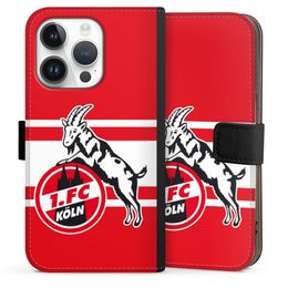 DeinDesign iPhone 14 Pro Handy Klapph&uuml;lle Handyh&uuml;lle aus Kunst Leder schwarz Flip Case Official Licensed Product Coat Of Arms 1. Fc K&ouml;ln Sideflip mit langer 