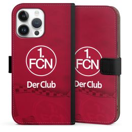 DeinDesign iPhone 14 Pro Max Handy Klapph&uuml;lle Handyh&uuml;lle aus Kunst Leder schwarz Flip Case Official Licensed Product 1. Fc N&uuml;rnberg Bundesliga Sideflip mit 