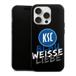 DeinDesign iPhone 15 Pro Handy Slim Case extra d&uuml;nn Silikon Handyh&uuml;lle schwarz H&uuml;lle Ksc Karlsruher Sc Official Licensed Product Silikon Slim Case