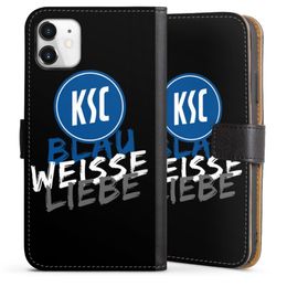 DeinDesign iPhone 11 Handy Klapph&uuml;lle Handyh&uuml;lle aus Kunst Leder schwarz Flip Case Ksc Karlsruher Sc Official Licensed Product Sideflip mit Lasche