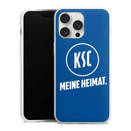 DeinDesign iPhone 15 Pro Max Handy Silikon H&uuml;lle Case wei&szlig; Handyh&uuml;lle Karlsruher Sc Statement Ksc Silikon Case