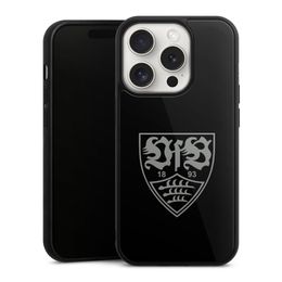 DeinDesign iPhone 15 Pro Handy Gallery Case Handyh&uuml;lle 9H Geh&auml;rtetes Glas R&uuml;ckseite H&uuml;lle Official Licensed Product Vfb Stuttgart Logo Gallery Case