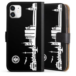 DeinDesign iPhone 11 Handy Klapph&uuml;lle Handyh&uuml;lle aus Kunst Leder schwarz Flip Case Eintracht Frankfurt Sge Skyline Sideflip mit Lasche