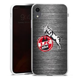 DeinDesign iPhone Xr Handy Silikon H&uuml;lle Case wei&szlig; Handyh&uuml;lle Official Licensed Product Metallic Look 1. Fc K&ouml;ln Silikon Case